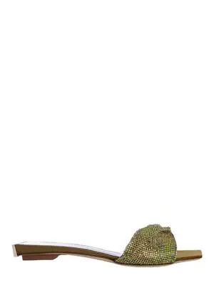 Benedetta Bruzziches Golrarda Embellished Square-toe Slides - Green