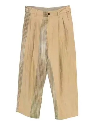 ZIGGY CHEN Collaged Wide-leg Trousers - Brown