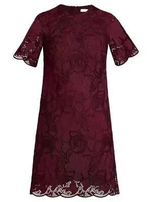 Erdem Floral Lace Mini Dress - Red