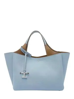 TOD'S T-logo Leather Tote Bag - Blue