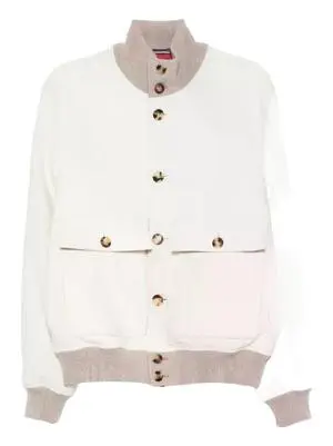 Brunello Cucinelli Button-Up Bomber Jacket Neutrals