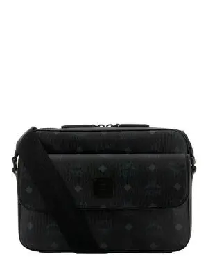 Mcm Monogram Messenger Bag - Black