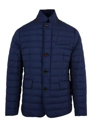 MOORER Quilted Down Jacket With Leather Detail