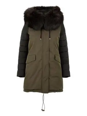 MOORER Quilted Coat With Fur Detail - Military