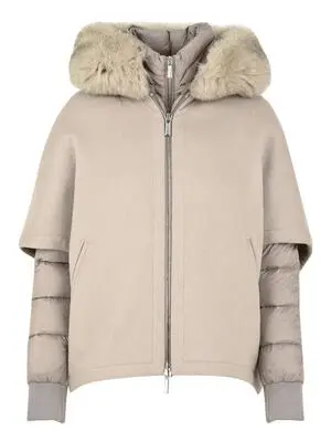 MOORER Quilted Jacket With Fur Trim - Mandorla