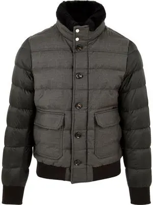 MOORER Quilted Coat With Fur Collar - Grren/forest