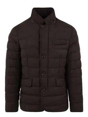 MOORER Button Detailed Down Jacket - Brown