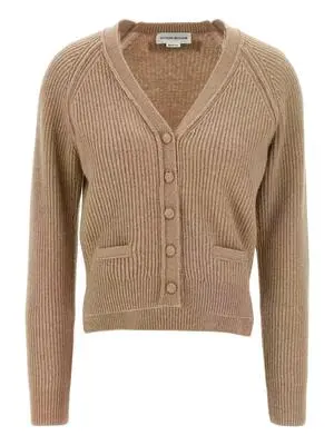 Victoria Beckham Stepped-hem Ribbed Cardigan - Neutrals