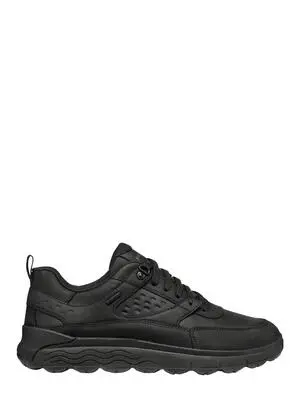 Geox Spherica Leather Lace-up Trainers - Black