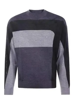 Emporio Armani Block-panel Wool Sweater - Grey