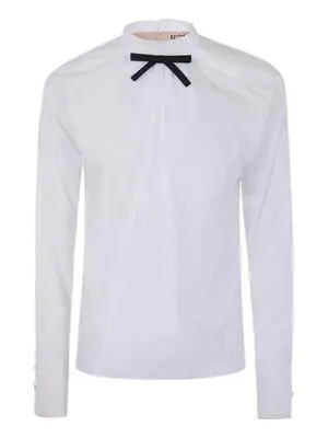 N°21 Bow-detailed Ruffled Shirt - White