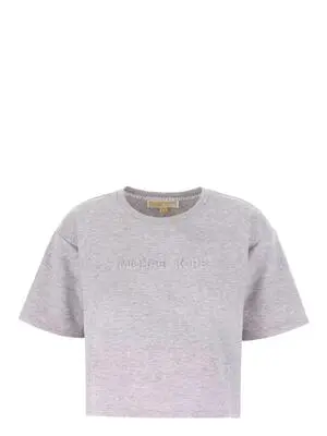Michael Kors Logo-embossed Cropped T-shirt - Grey