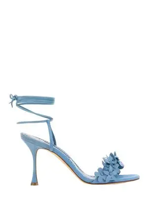 Manolo Blahnik 90mm Flower-embellished Heeled Sandals - Blue
