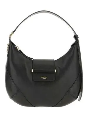 JIMMY CHOO Crescent Leather Shoulder Bag - Black
