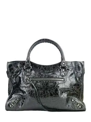 Balenciaga Le City Metallic-effect Small Tote Bag - Grey