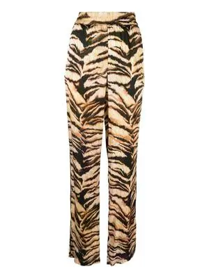 Roberto Cavalli High-waisted Tiger-print Trousers - Neutrals