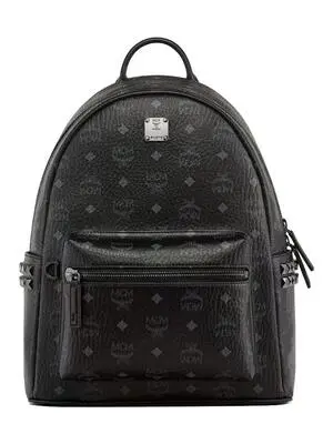 Mcm Studded Monogram Backpack - Black