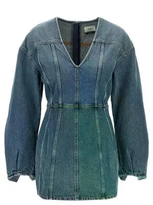 HAIKURE V-neck Denim Dress - Blue