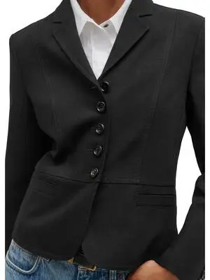 ME+EM Fitted Blazer With Topstitch Detail - Black