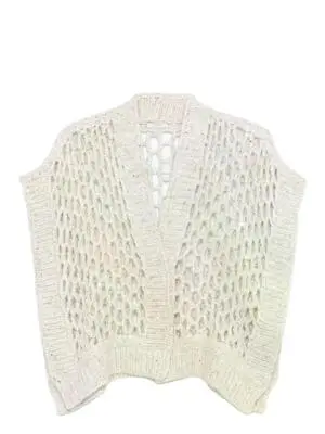 Peserico Sequin-embellished Open-knit Cardigan - Grey