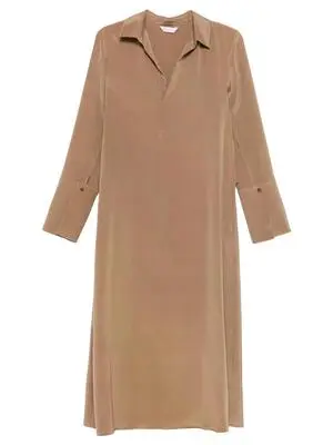 Max Mara Button-cuff Silk Dress - Brown