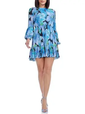 Dress The Population Aulani Floral Mini Dress - Cobalt Multi