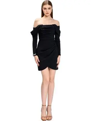 BARIANO Justine Off Shoulder Mini Dress - Black