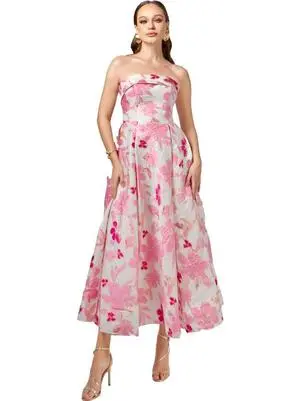 BARIANO Alanna Jacquard A-line Midi - Pink