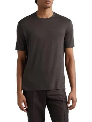 Thom Sweeney Linen Stretch Jersey T-shirt - Brown