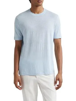 Thom Sweeney Linen Stretch Jersey T-shirt - Sky Blue