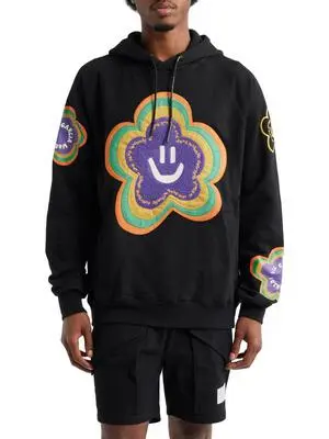 VIC GARCIA WORLD Flower Patch Cotton French Terry Hoodie - Black