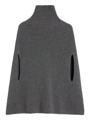 JIL SANDER High-Neck Ribbed Cape