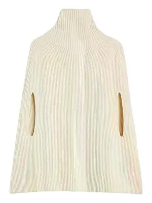 JIL SANDER High-neck Ribbed Cape - Neutrals