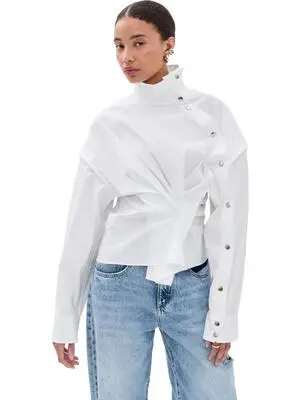A.W.A.K.E. Mode Asymmetric Collar Shirt - White