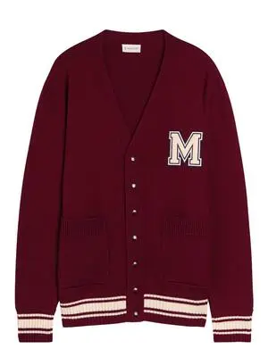 Moncler Appliquéd Wool Cardigan - Burgundy