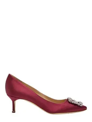 Manolo Blahnik Hangisi 50 Satin Pumps - Dark Red
