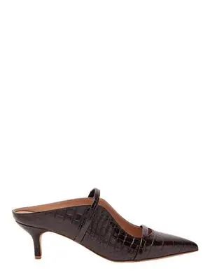 MALONE SOULIERS Maureen 45 Crocodile-effect Leather Mules - Brown