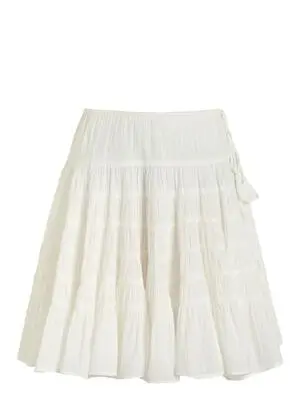 FREE PEOPLE Tiered Cotton Mini Skirt