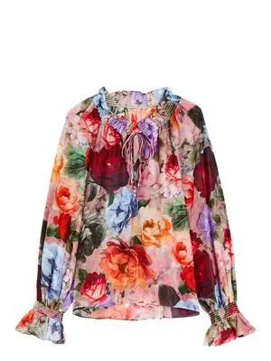 ALICE + OLIVIA Norah Floral Cotton-Blend Blouse