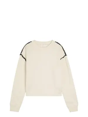 Rag & Bone Cotton-blend Sweatshirt With Blanket Stitch Trim - Cream