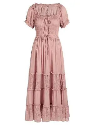 Free People Falling Sun Panelled Cotton Midi Dress - Mauve