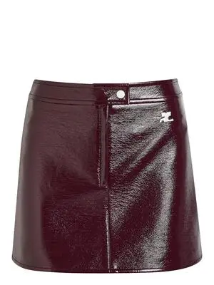 COURREGES Crinkled Vinyl Mini Skirt - Burgundy