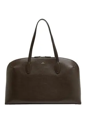 TOTÊME Grained Leather Tote Chocolate