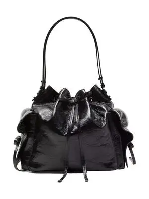 Acne Studios Drawstring Leather Shoulder Bag - Black