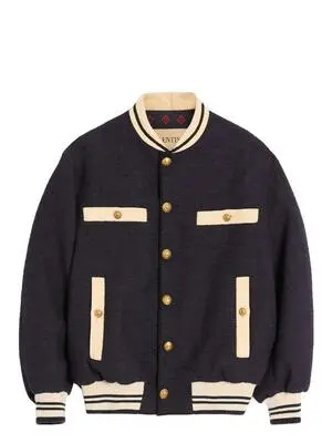 Valentino Garavani Cotton Tweed Bomber - Navy