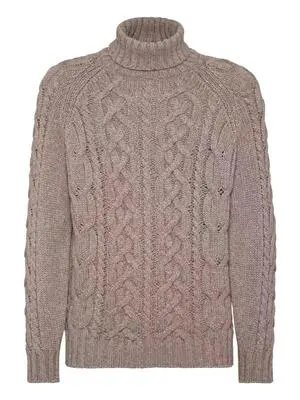 Brunello Cucinelli Cable-knit Roll Neck Sweater - Neutrals