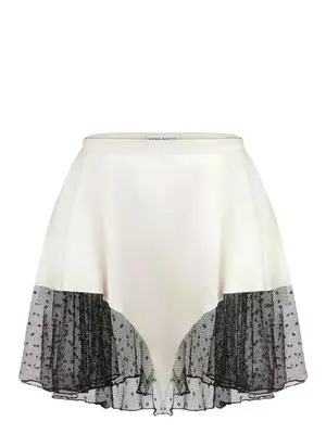 Nina Ricci Satin Lace-trimmed Mini Skirt - Neutrals