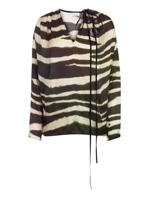 Nina Ricci Zebra-print V-neck Top - Neutrals