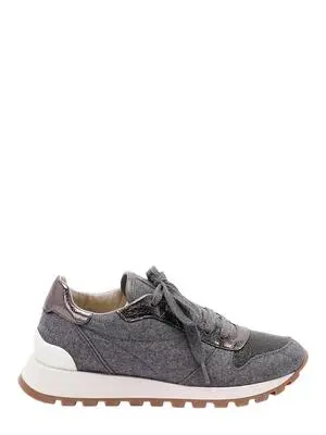 Brunello Cucinelli Textured Lace-up Sneakers - Grey