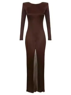 Elisabetta Franchi Crew-neck Maxi Dress - Brown
